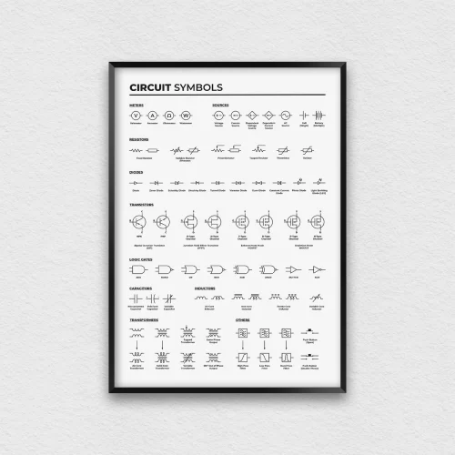 Schematic Symbols Print for Engineers, Reference Poster for Circuit ...