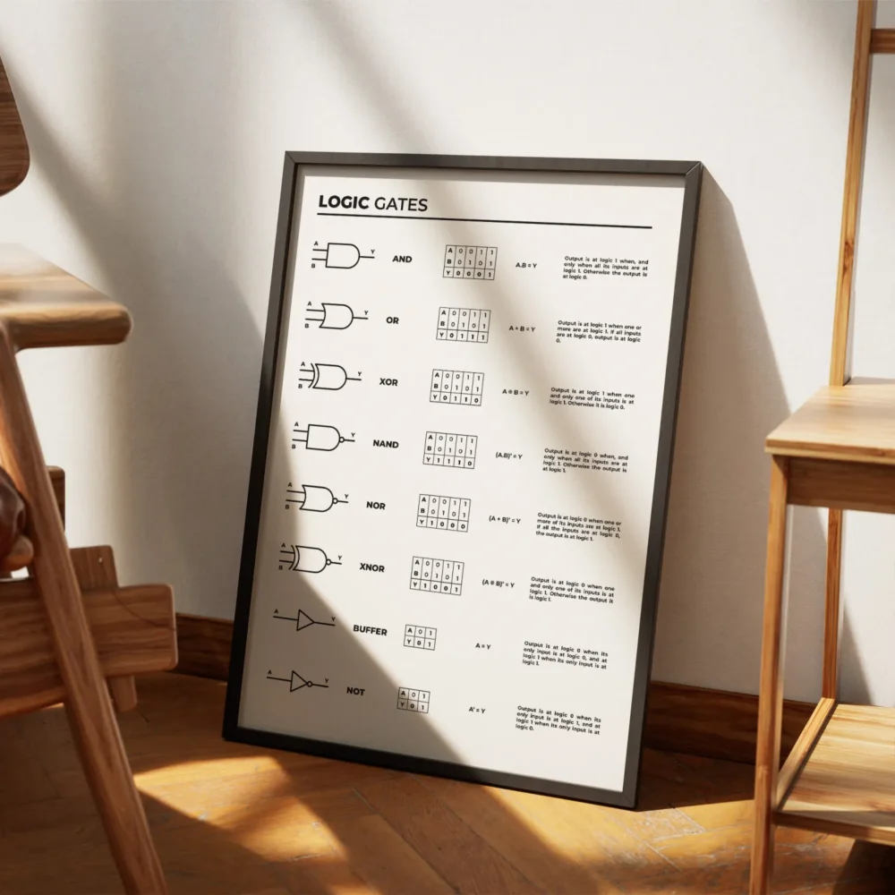 Logic Gates Print for Electronics Engineer, Reference Poster for ...